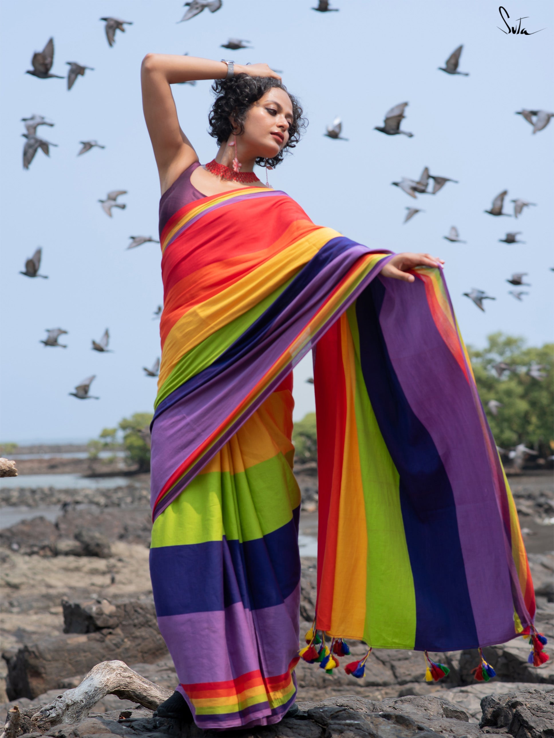 Buy Cotton Multicolour Saree|Ray of Pride|Suta