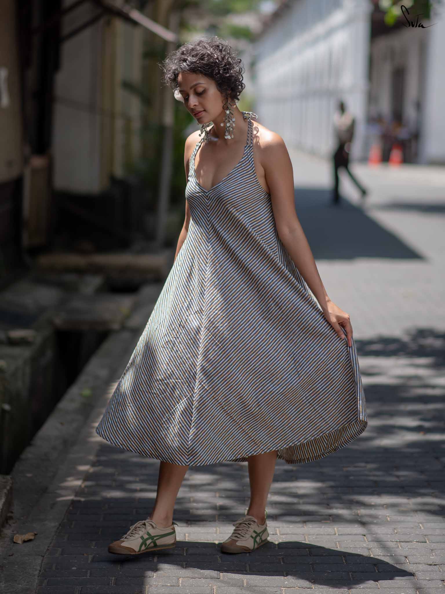 Sleeveless Cotton Back Knot Midi Dress|Sanware Tore BIn|Suta